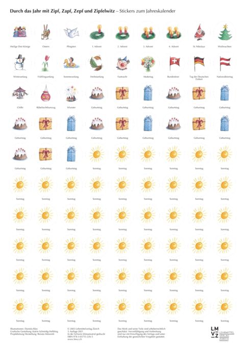 Zipf, Zapf, Zepf, Zupf & Zipfelwitz Stickerbogen | 1424010